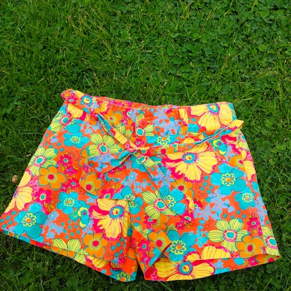 Cherokee | Bottoms | Cherokee Cotton Retro Floral Print Neon Bright ...